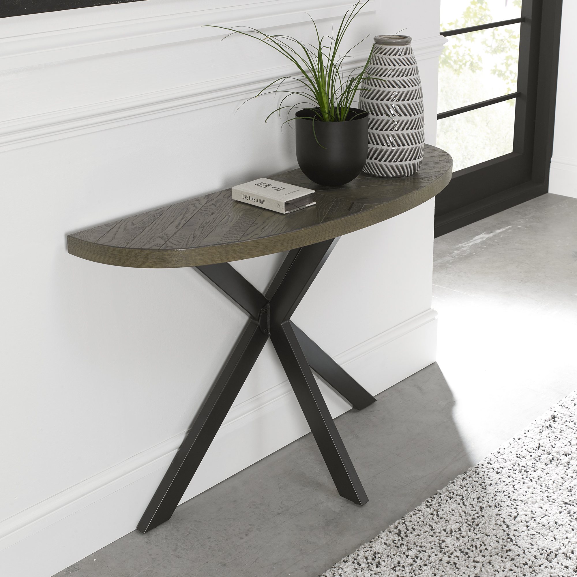 Chevron Fumed Oak Console Table - Hills Furniture Store
