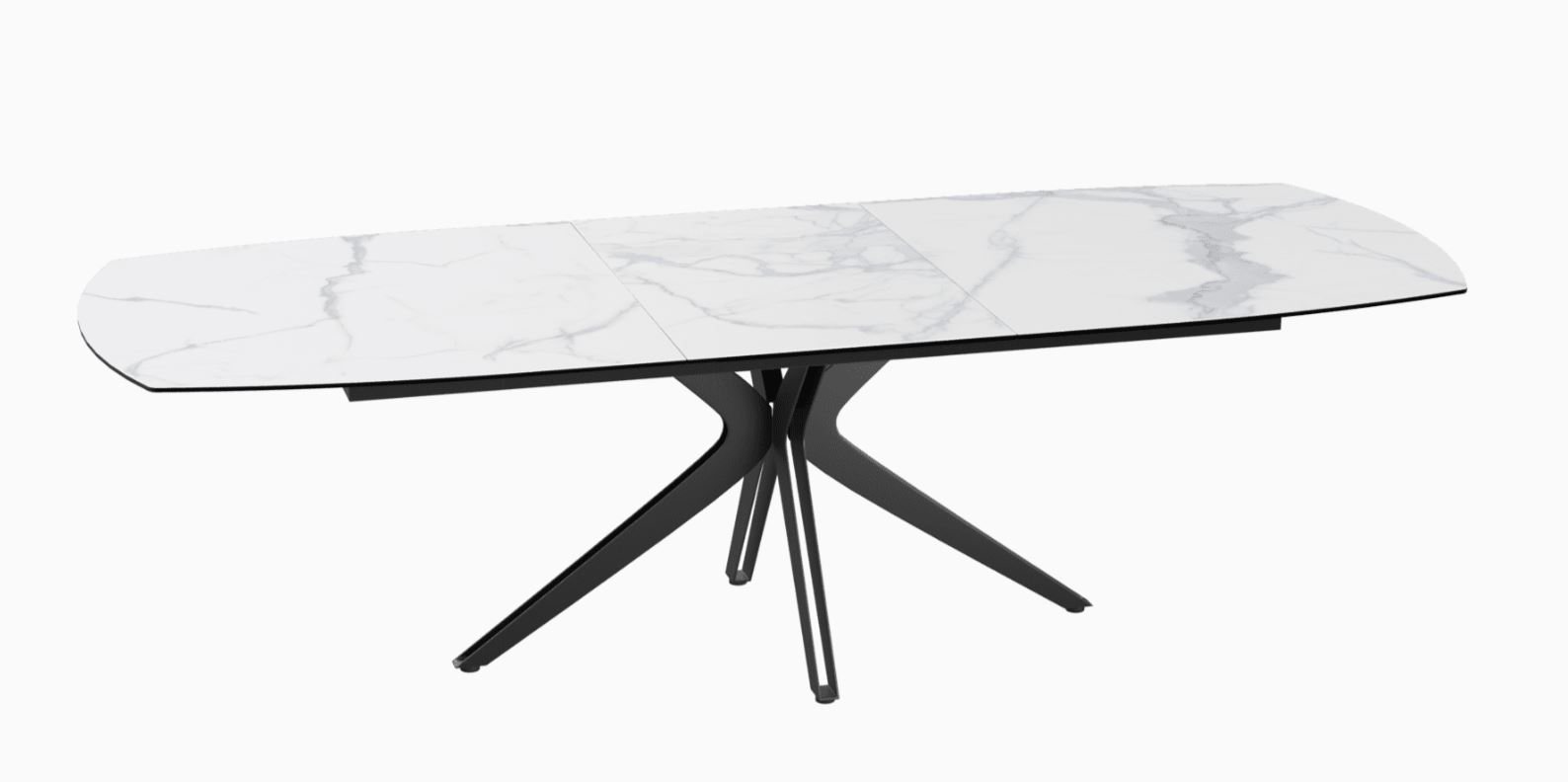 Vancouver Extending Dining Table Matt Marble 200/260- Black lacquered ...