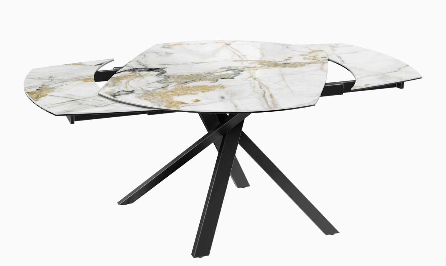Kheops Extending Dining Table 130/190- Doro Marble - Black lacquered ...