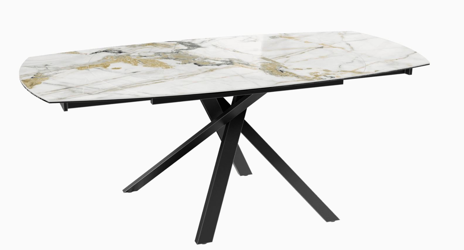 Kheops Extending Dining Table 130/190- Doro Marble - Black lacquered ...