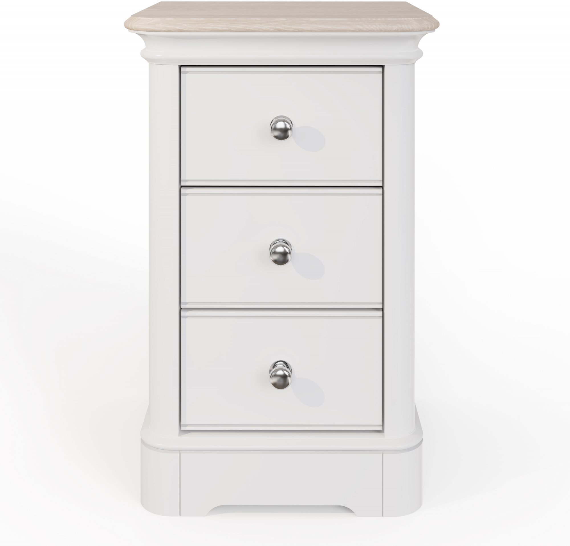 Kentwell Oak Top Narrow 3 Drawer Bedside - Soft Close Drawers - Hills ...