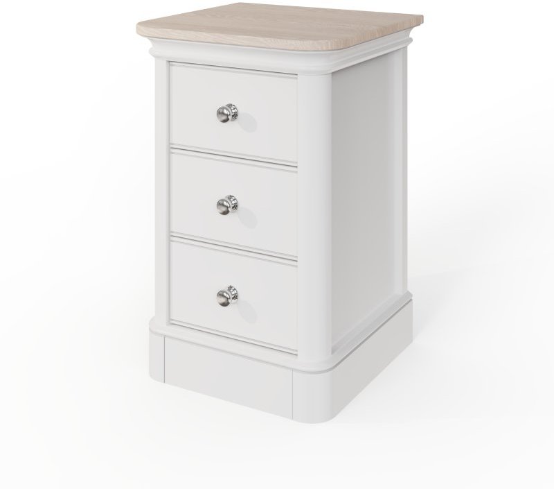Kentwell Oak Top Narrow 3 Drawer Bedside - Soft Close Drawers - Hills ...
