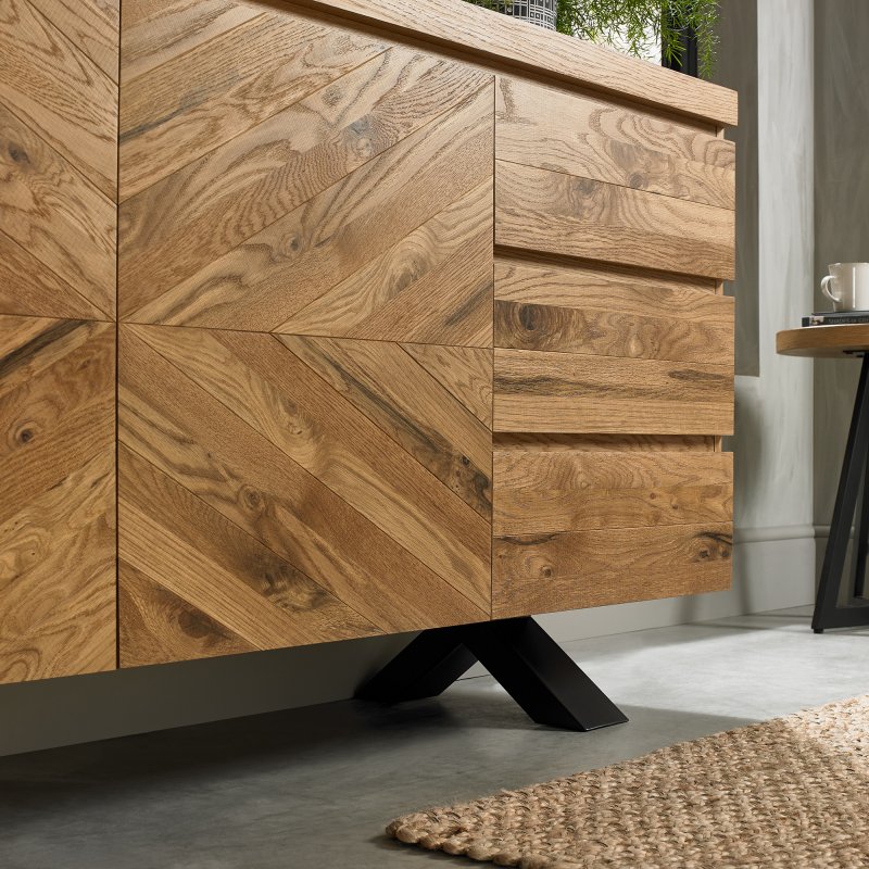 Chevron oak sideboard store