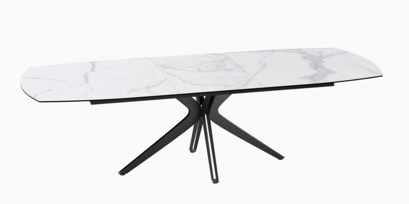 Vancouver Extending Dining Table Matt Marble 200/260- Black lacquered ...