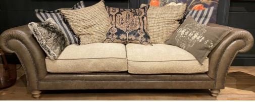 Tetrad Ruben Collection Grand Settee Austin Hide/ Berber Fabric - Hills ...